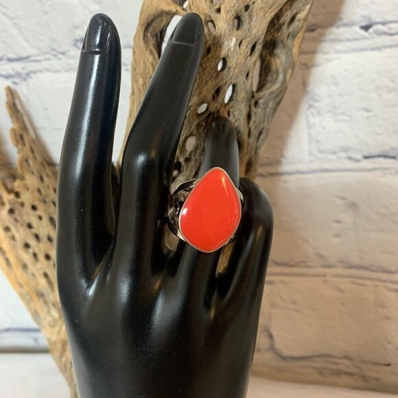 Grace Adele | Jewelry | Grace Adele Sorrento Coral Enamel Ring Size 7 | Poshmark